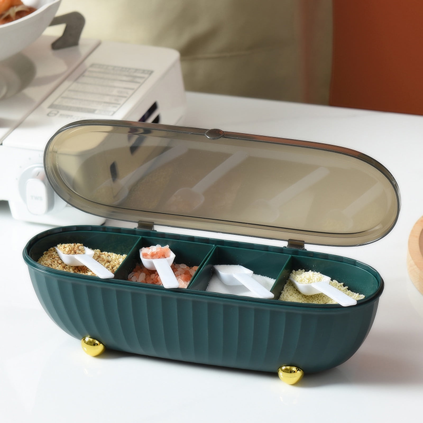 cuyhtdup Seasoning Storage Box,4 Compartments In 1, Seasoning Storage ...