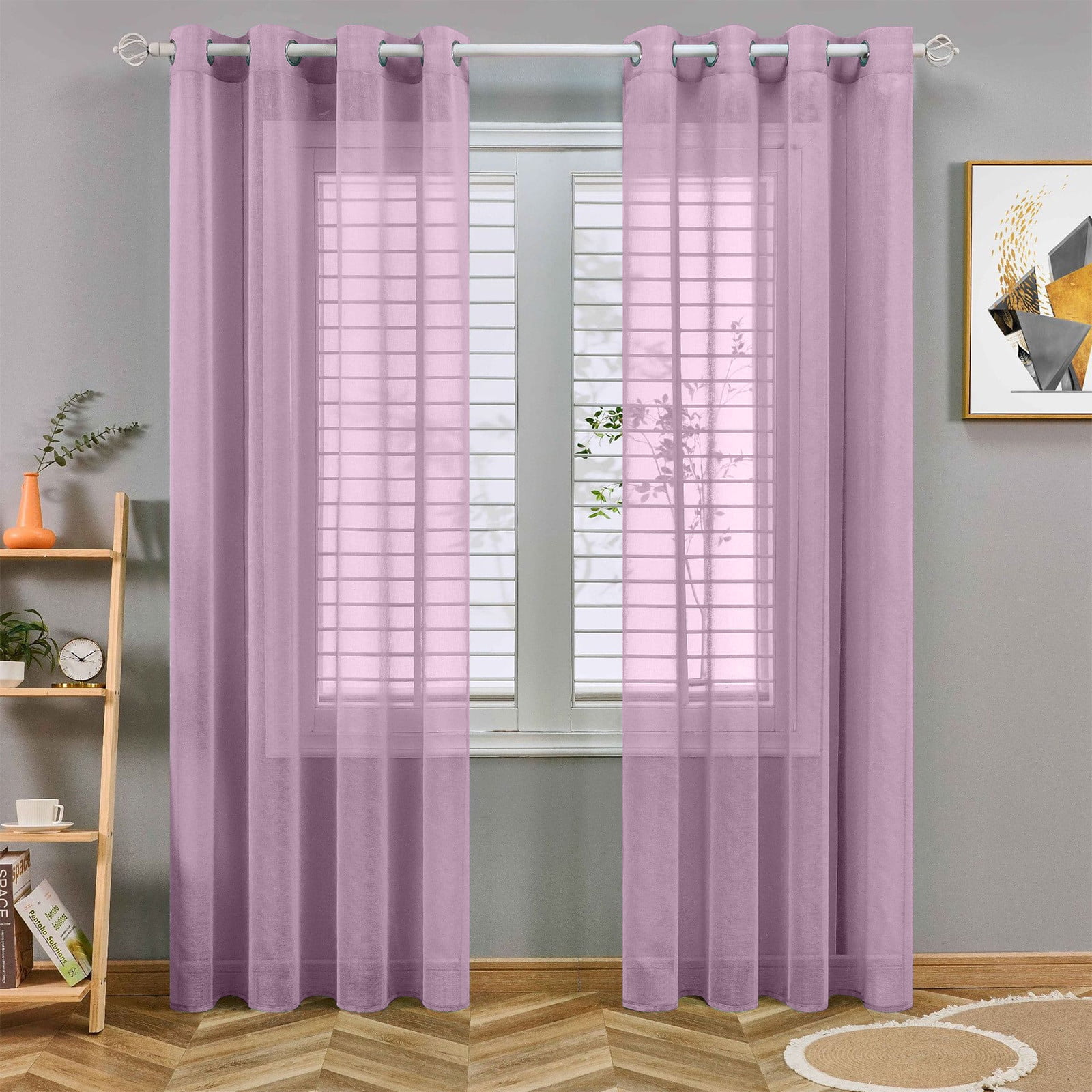 cuyhtdup Semi Sheer Curtains For Bedroom 98 Inches Long Grommet ...