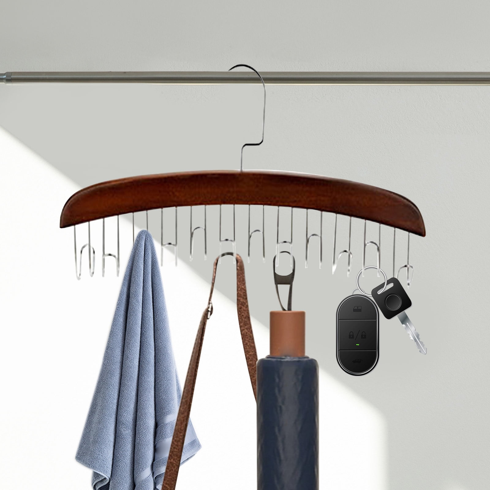 cuyhtdup Sling Hanger Wooden Multi-Hook Organizer for Closet Storage ...