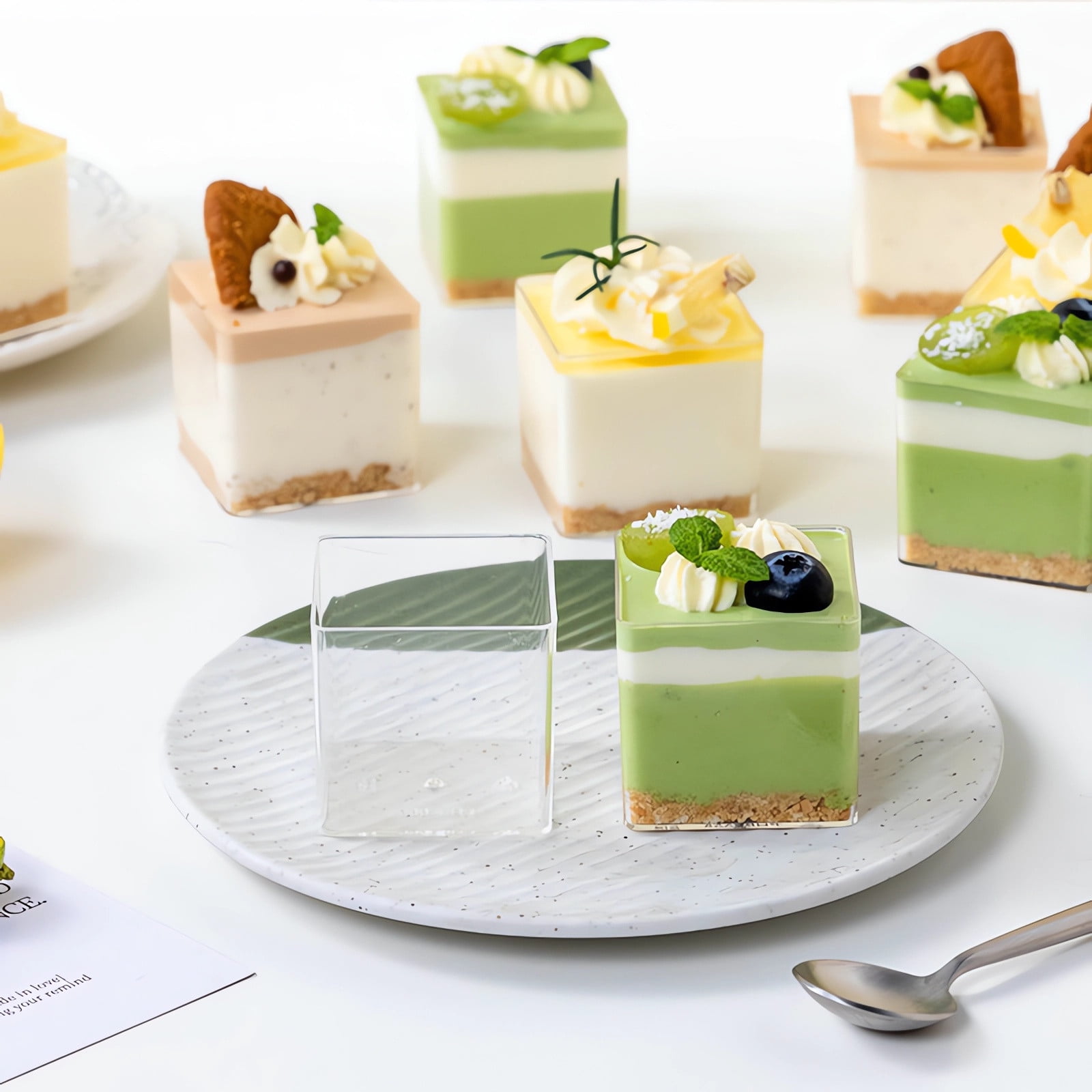 cuyhtdup Small Dimensional Box,Mini Square Dessert Mousses Cups,Pudding ...