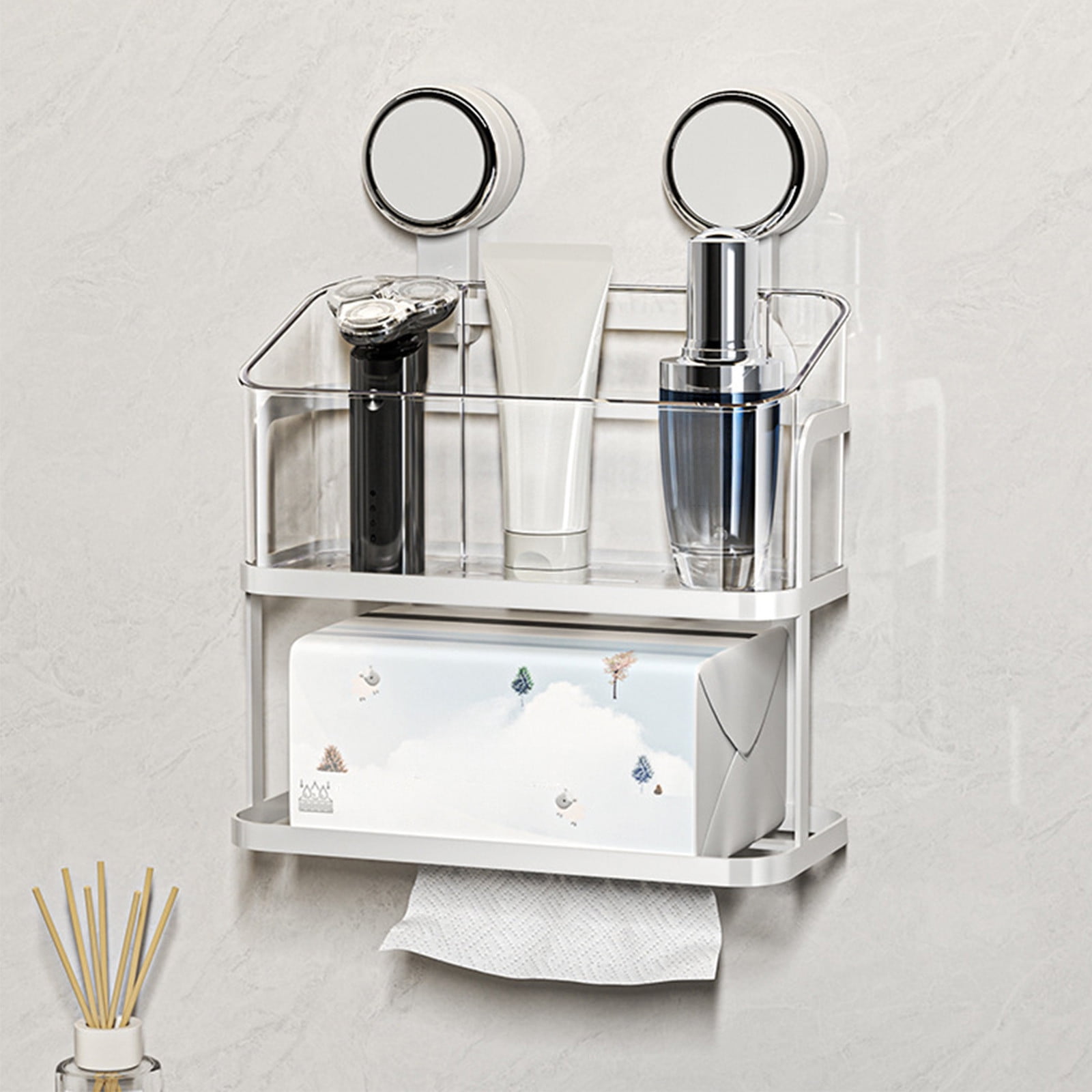 cuyhtdup Storage Rack Knob Suction Cup Toilet Paper Towel Box No Need ...