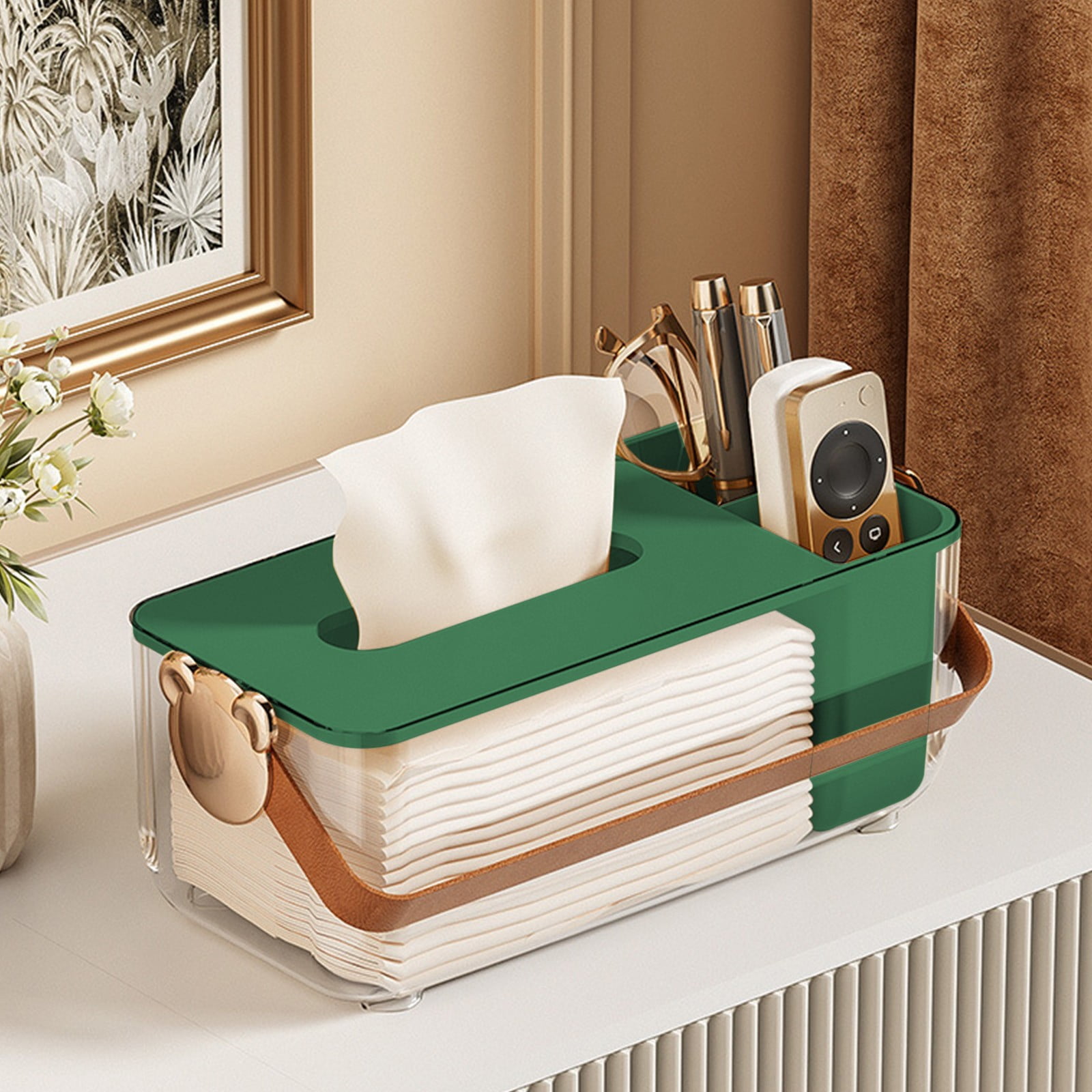 cuyhtdup Transparent Portable Tissue Organizer with Remote Control ...