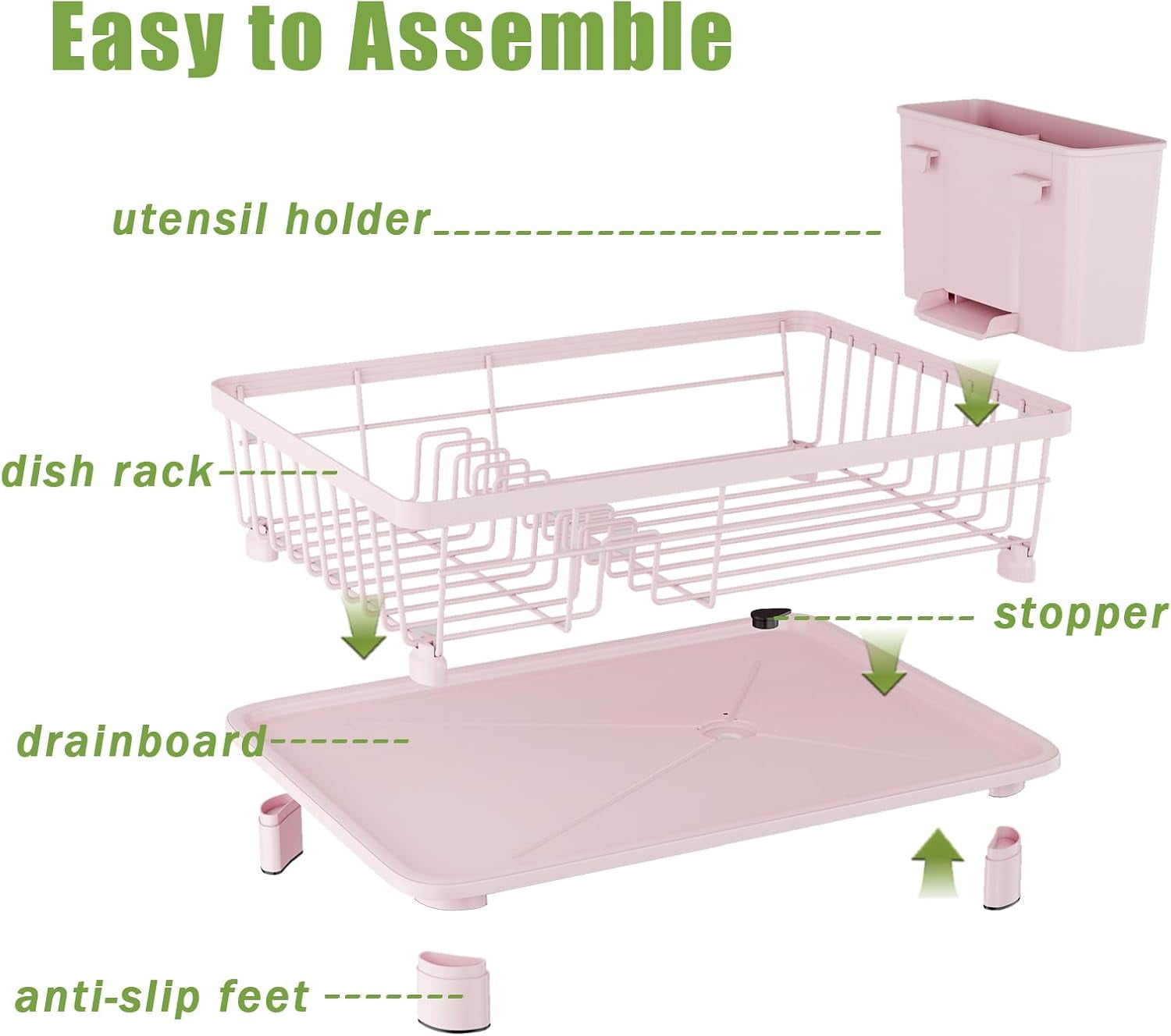 cvbhyujn Dish Drainer Rack with Drip Tray Sink Dish Drainer with ...