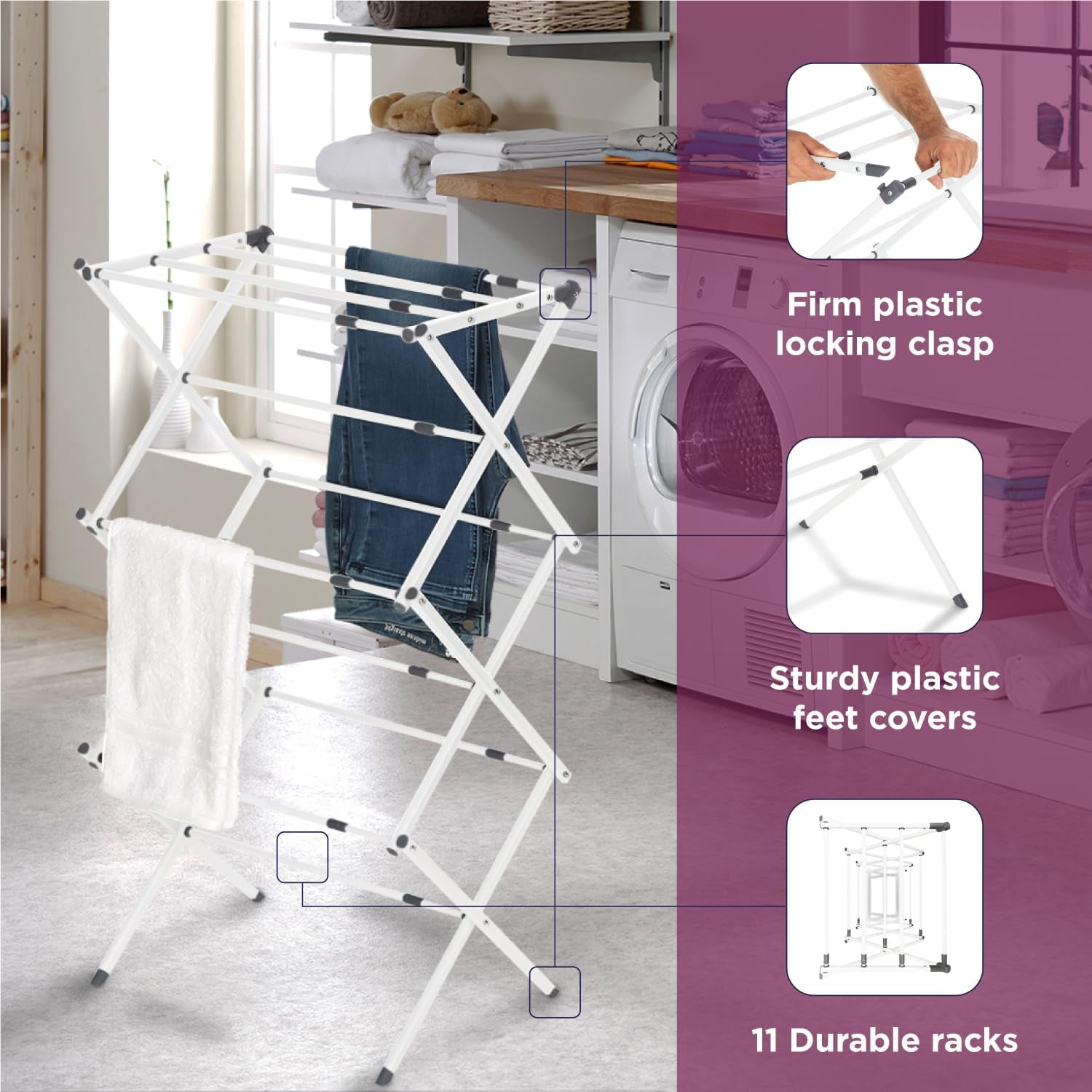 cvbhyujn Laundry Organization Expandable/Collapsible Clothes Drying ...