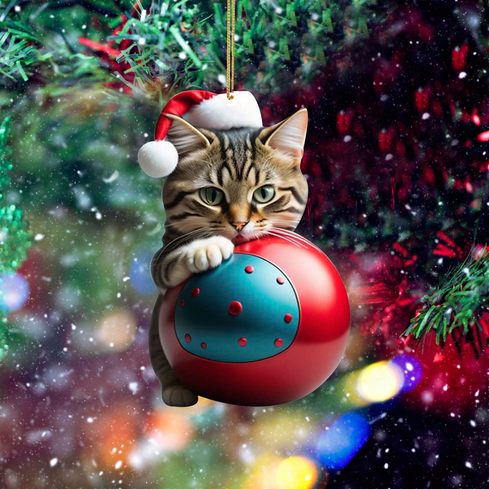 cvlncycling Christmas Tree Ornaments,Christmas Acrylic Cats Pendant 3D Hanging Ornament,for ...
