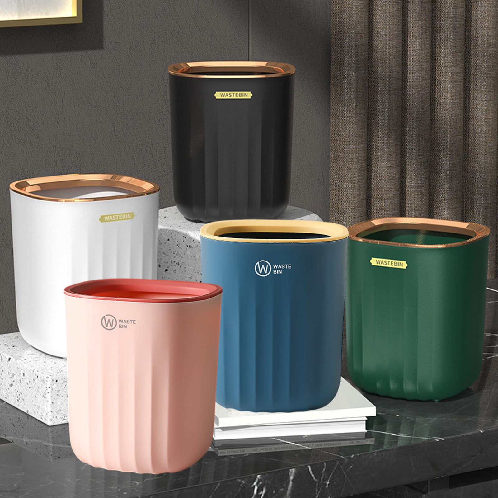 cvlncycling Desktop Trash Can Desktop Plastic Waste Bin For Home Office ...