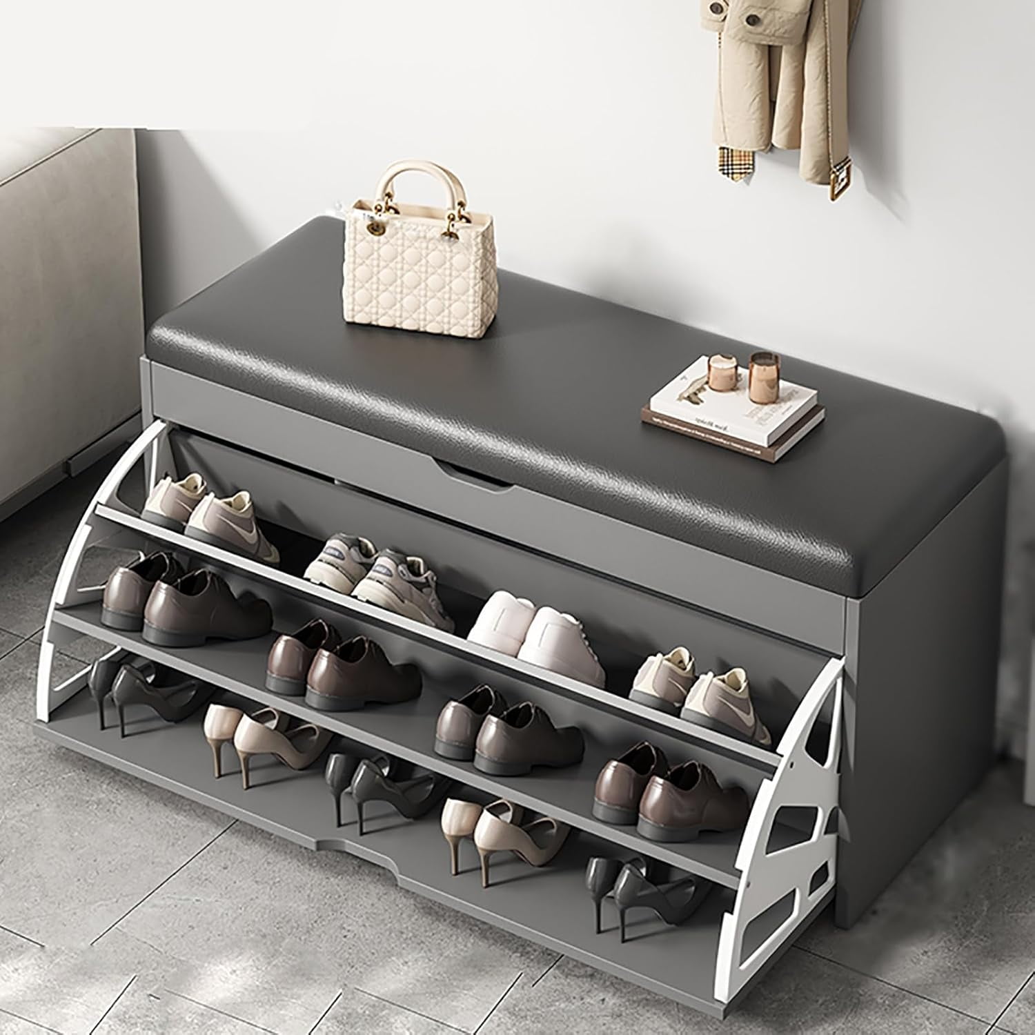 cvtubitdv Shoe Stool for Entryway Shoe Bench Shoe Rack for Entryway ...