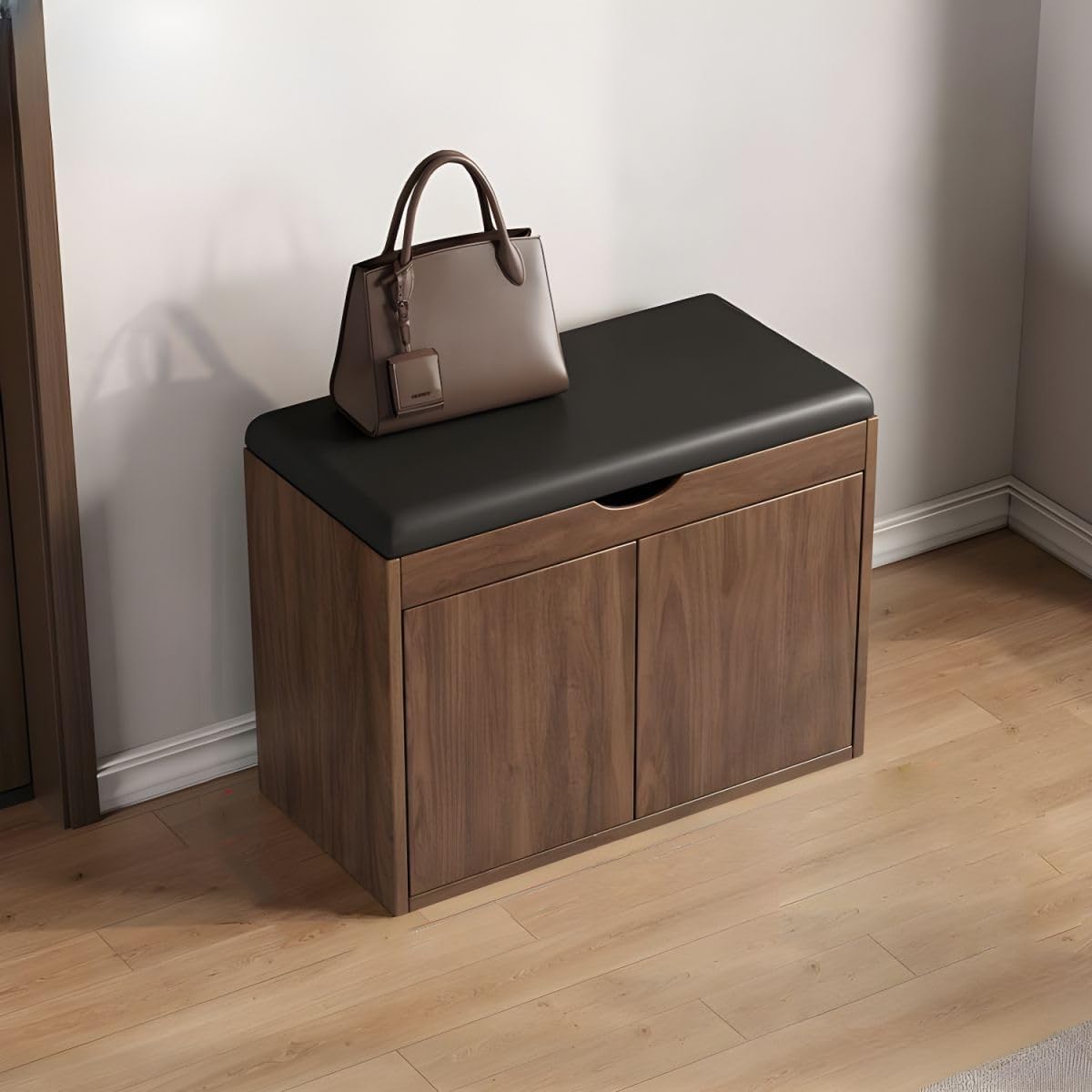 cvtubitdv Wood Shoe Storage Bench with Cushion Entrance Stool Makeup ...