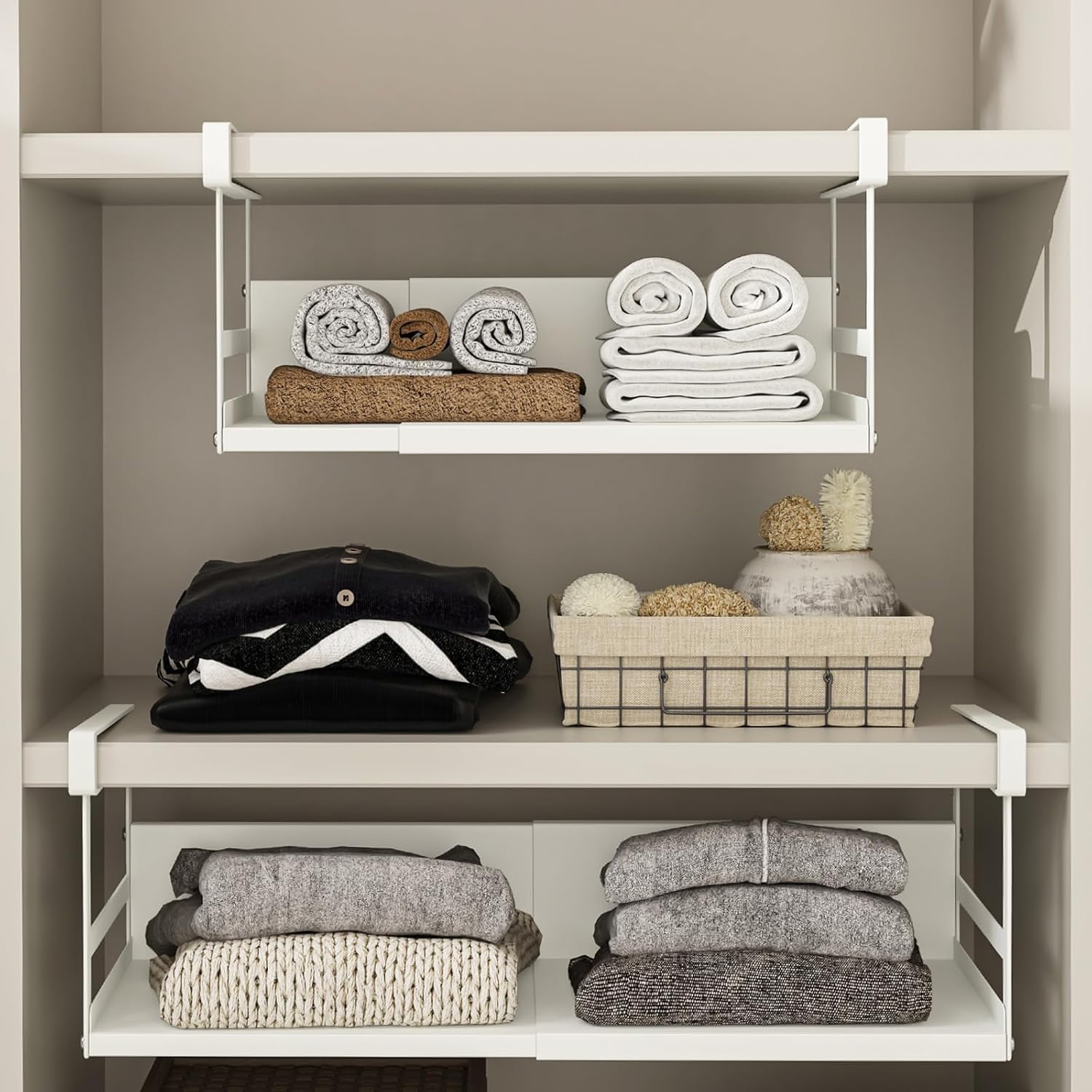 cvtubnuo Expandable Under Cabinet Shelf Organizer with 0.94-Inch Thick ...