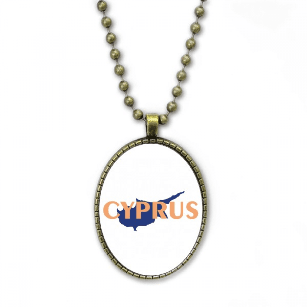 cyprus euan map tourism necklace vintage chain bead pendant jewelry ...
