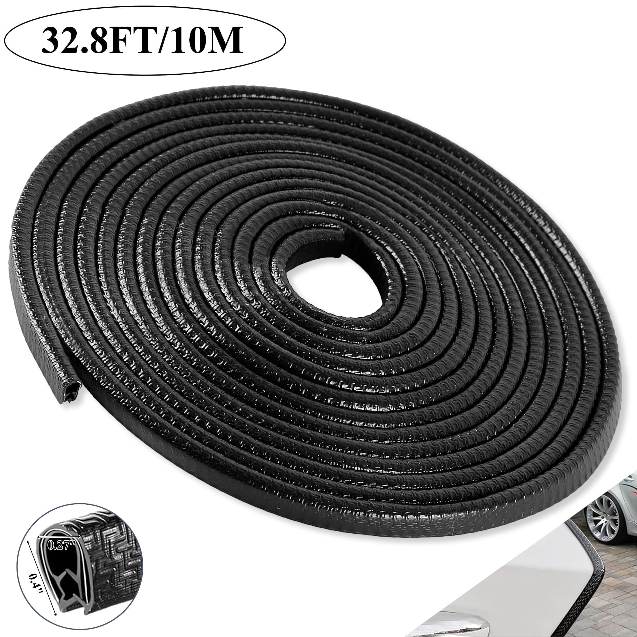 cyrico Car Door Edge Guards, Rubber Seal Edge Trim, 32.8ft(10m), Black ...