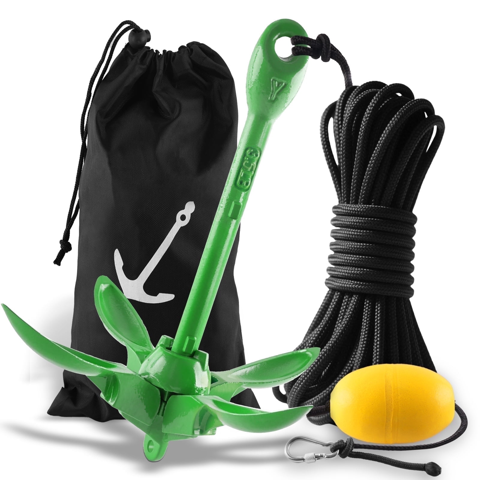 cyrico Kayak Anchor Kit, 3.5 Lb Folding Marine Grapnel Anchor Kit with ...