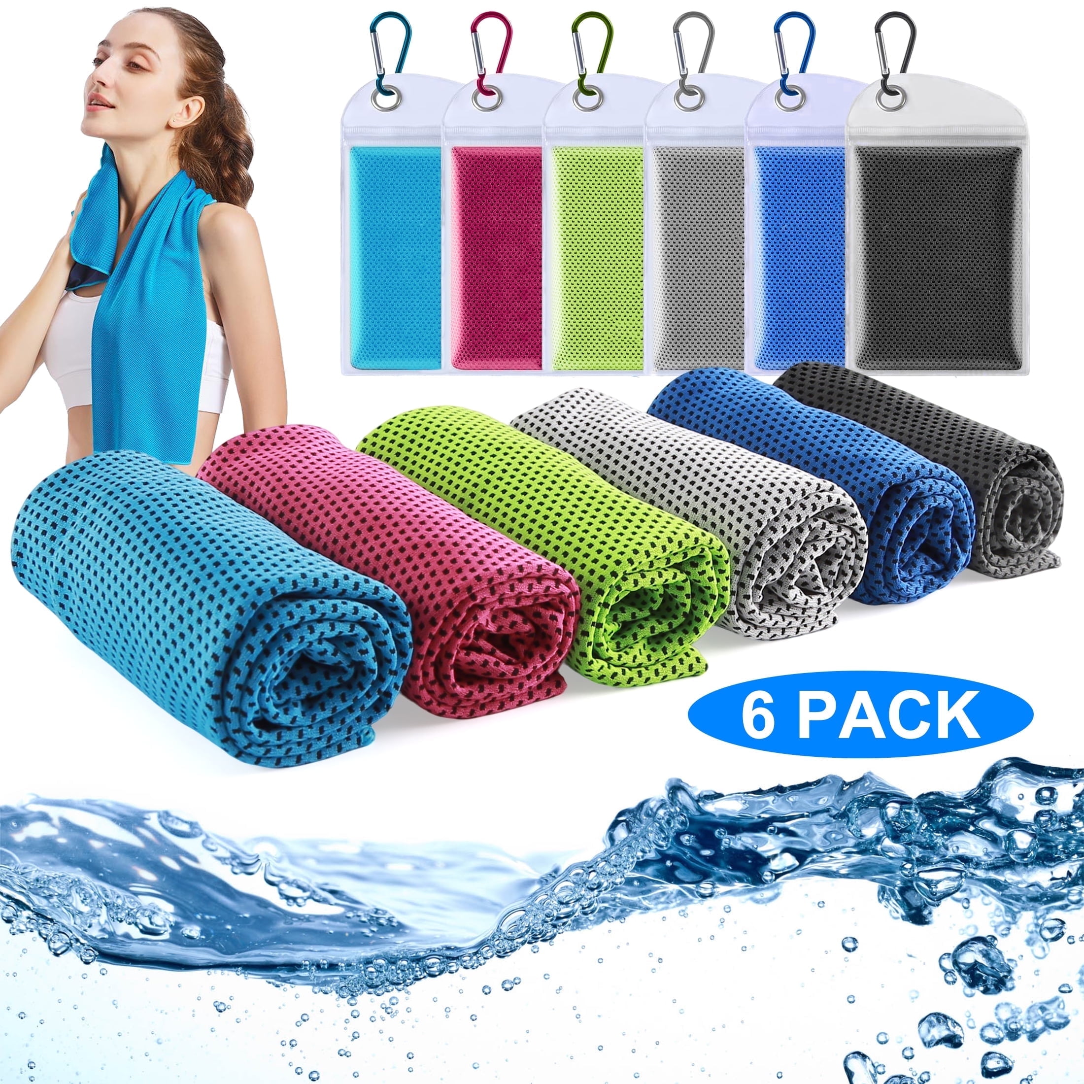 cyrico Cooling Towels for Neck and Face, 6 Pack 47 x 12 Inch Soft ...