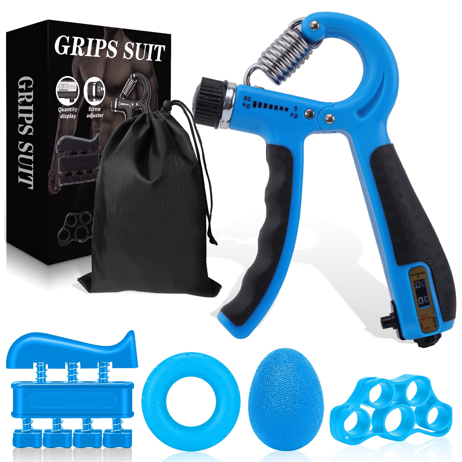 cyrico Hand Grip Strengthener, Adjustable 5-in-1 Grip Kit for Forearm ...