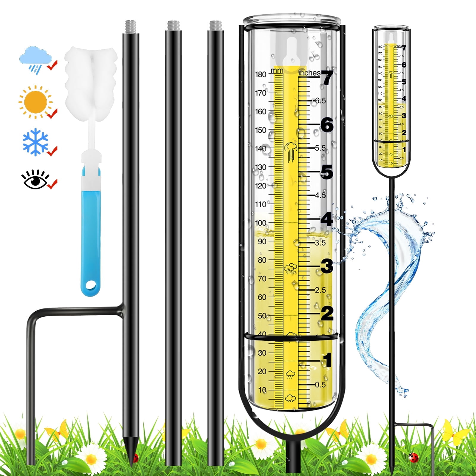 cyrico 37” Rain Gauge Outdoor, Accurate Rain Gauge for Yard Garden with ...