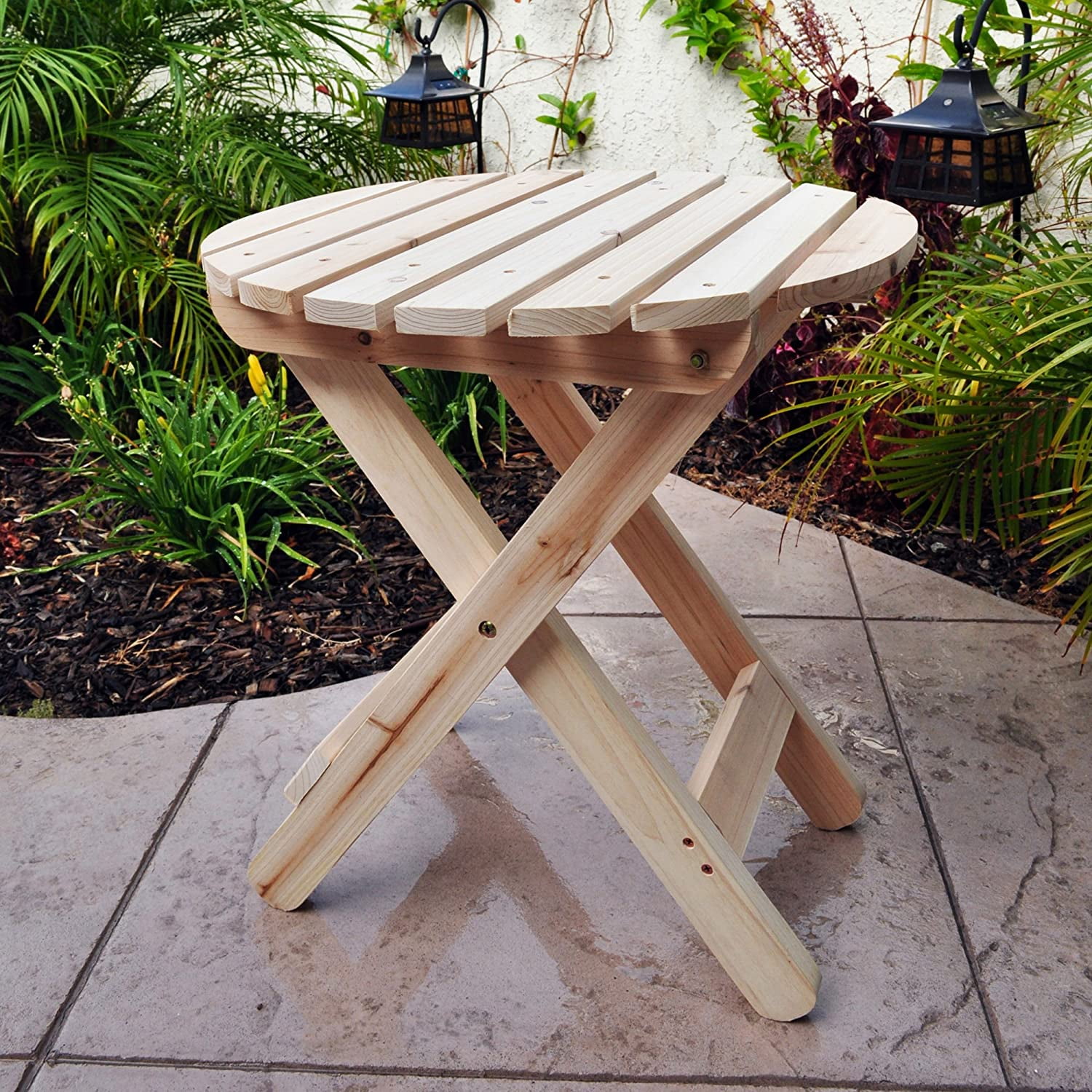 cyuvbuon Round Wooden Folding Solid Wood Side Table Outdoor Adirondack ...