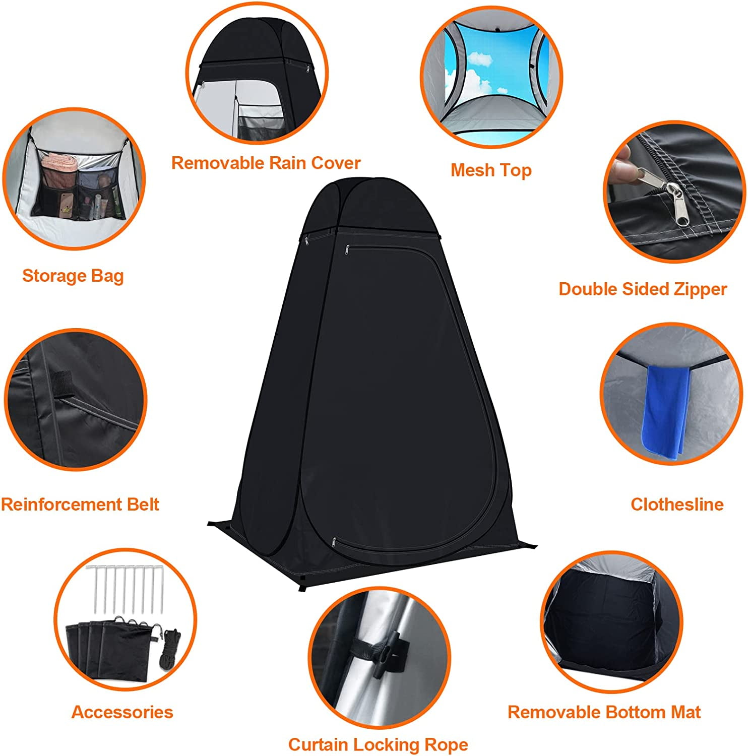 cyuvbuon Shower Tent Pop- Privacy Tent Camping Portable Toilet Tent ...