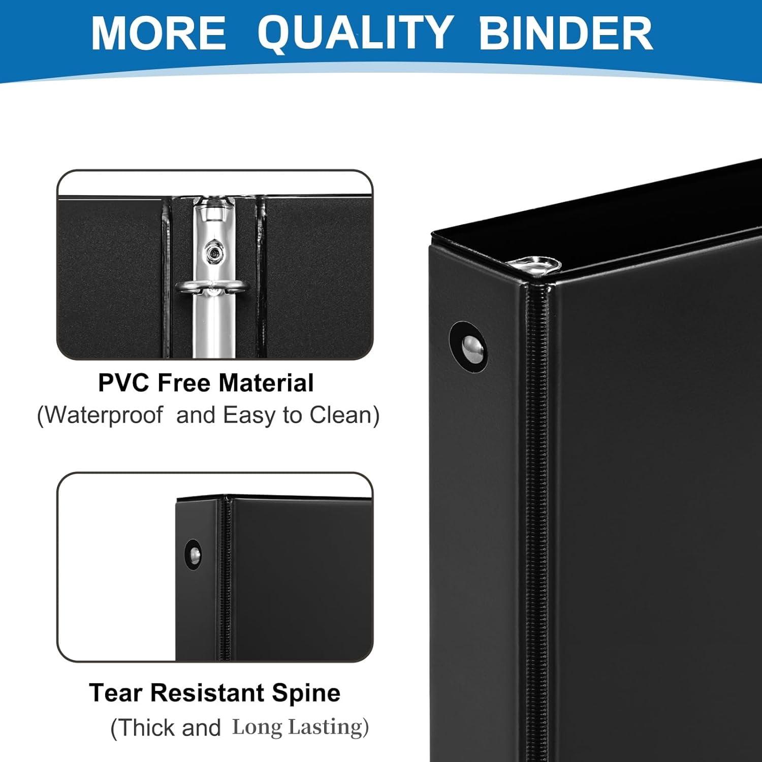 czqnlg 1/2 inch 3-Ring Binder 0.5-inch Round Ring Binder with 2 Inside ...