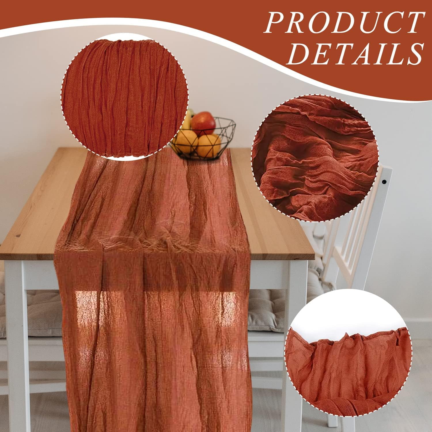 czqnlg 12 Pack Cheesecloth Table Runner Runner Gauze Boho Wedding Decor ...