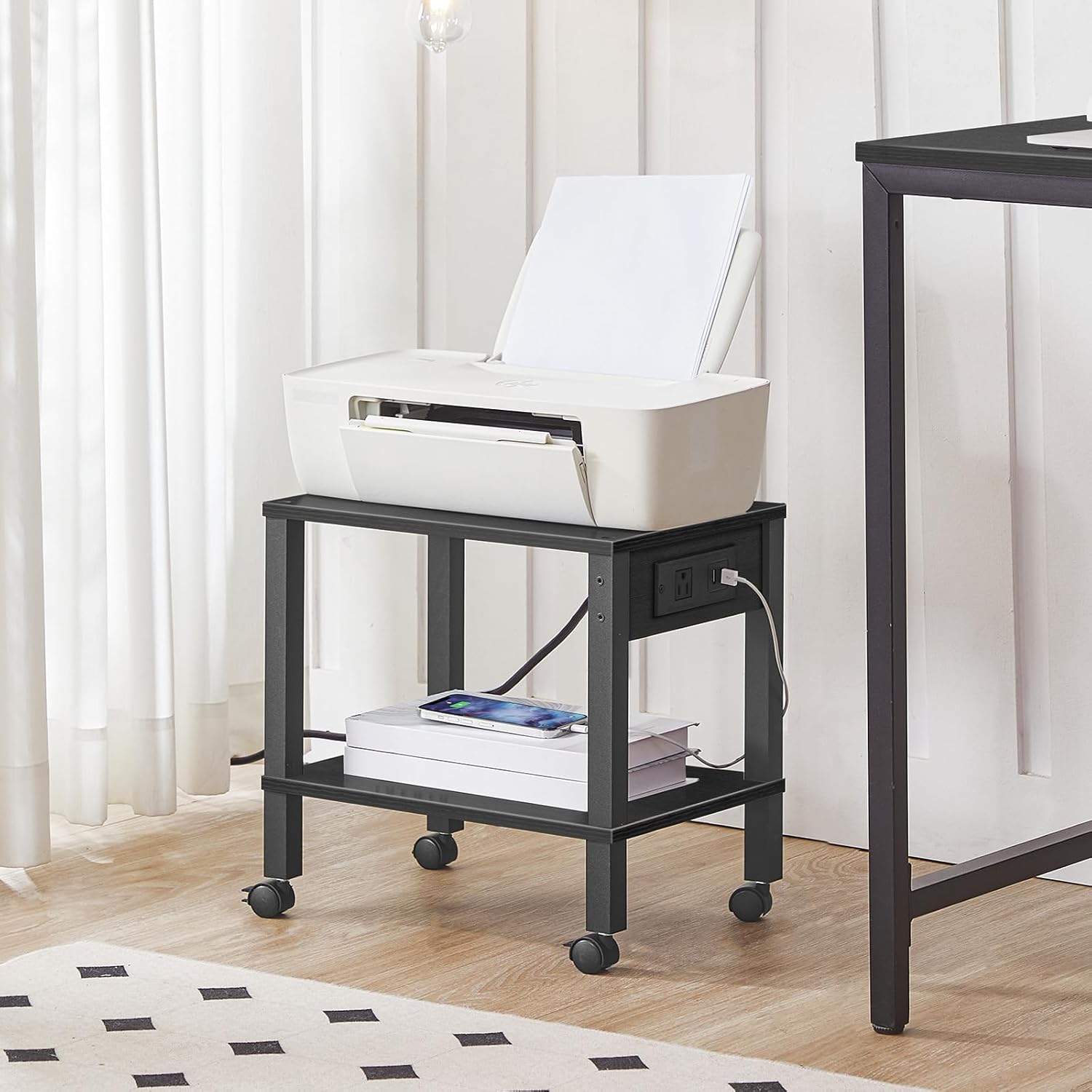 czqnlg 3-Tier Printer Stand with Charging Station Under Desk Printer ...