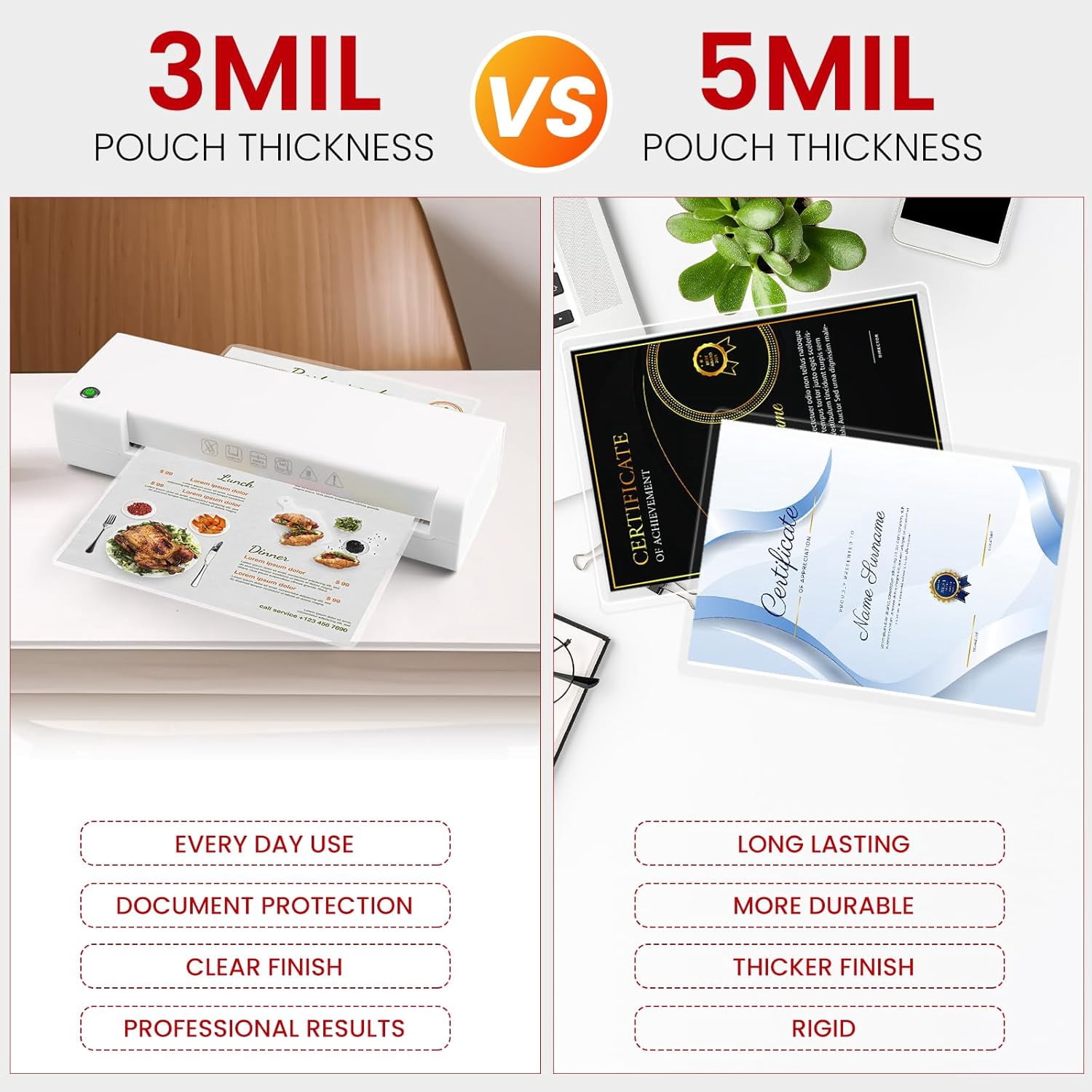 czqnlg 300 Pack Laminating Sheets Holds 8.5 x 11 Inch Sheets 5 Mil ...