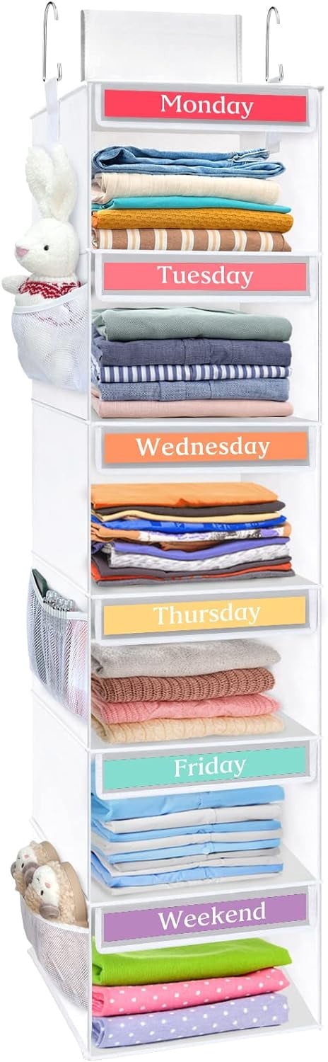 czqnlg 6-Shelf Weekly Clothes Organizer for Kids Kids Daily Shelf ...