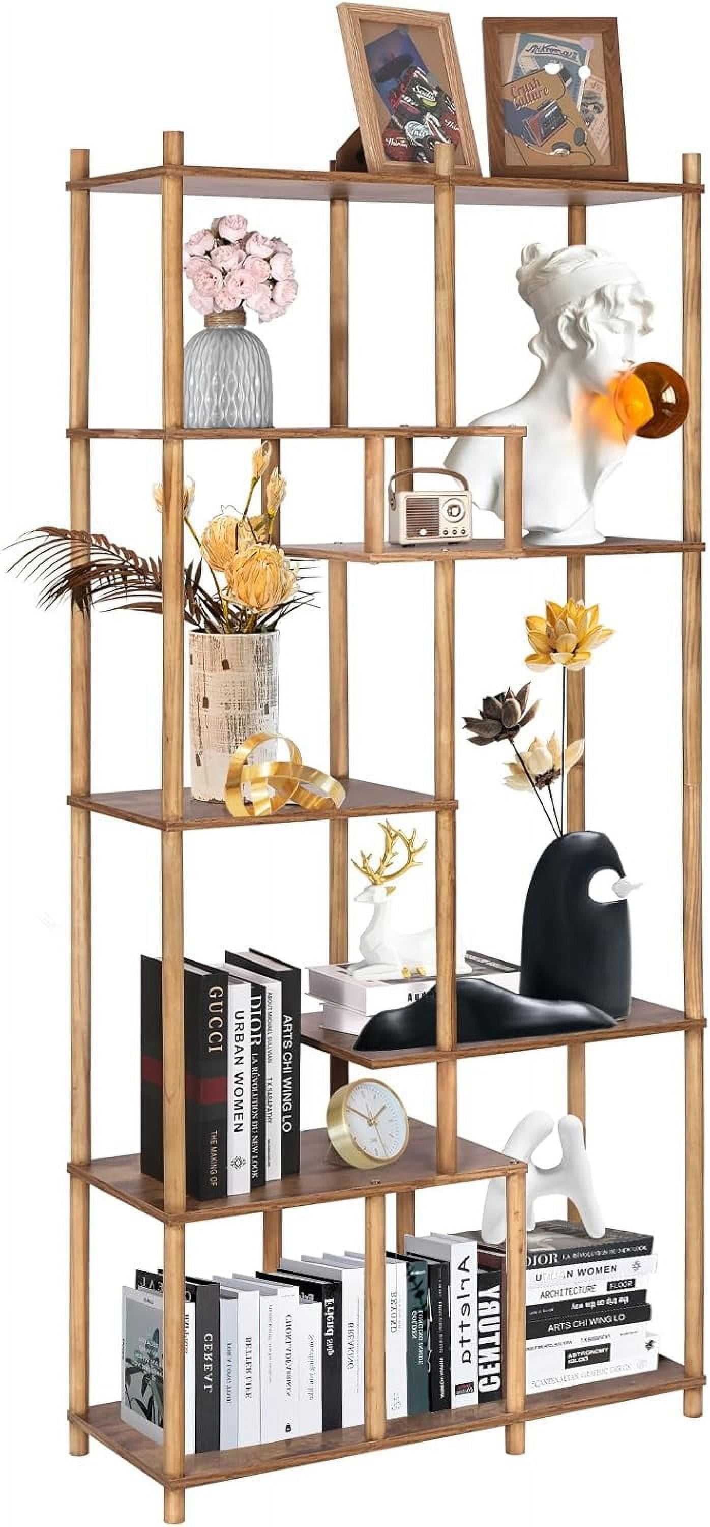 czqnlg 7 Tier Bookshelf 64 Inch Tall Shelf with 9 Open Back Shelves ...