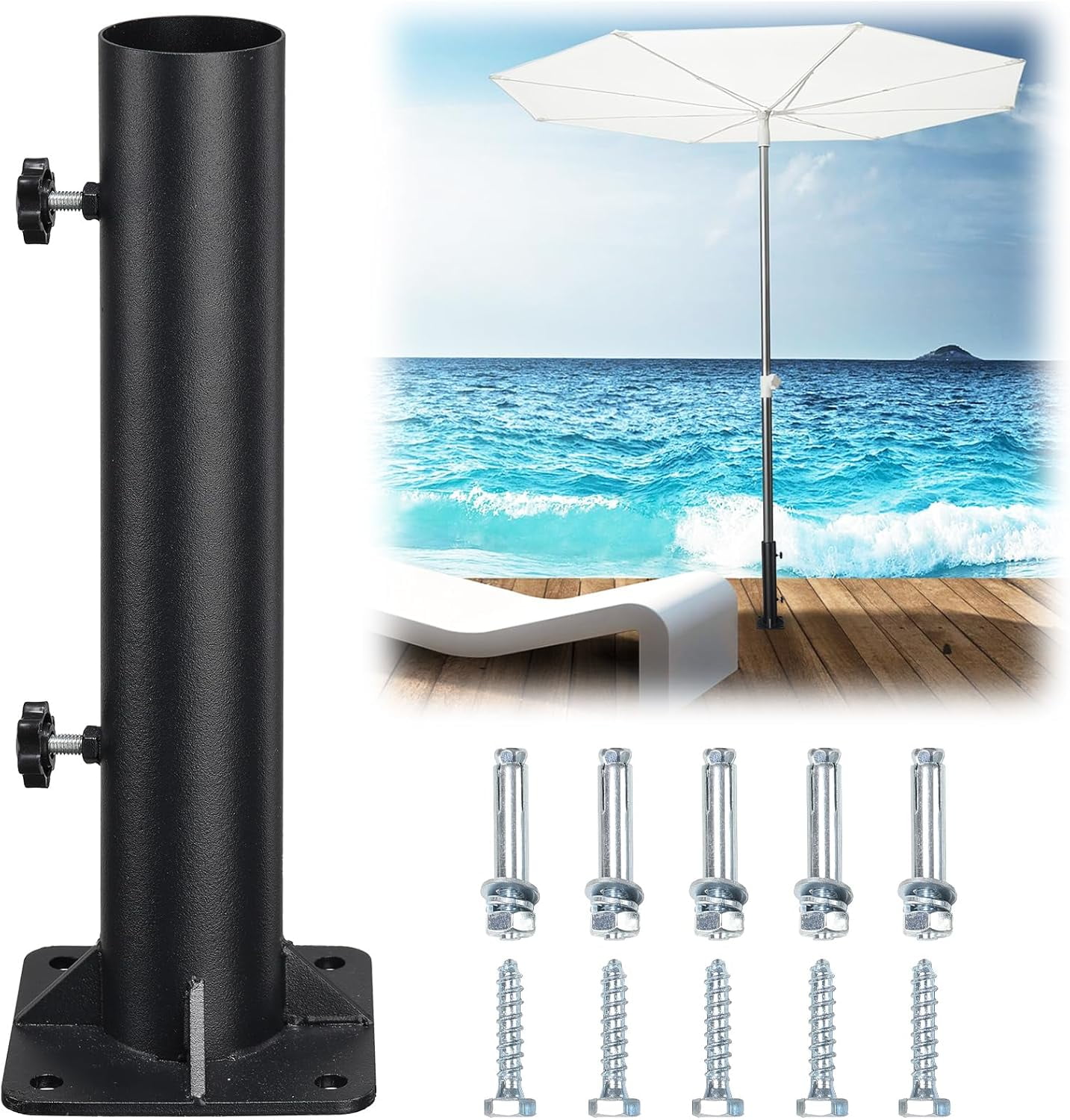 czqnlg Base Heavy Duty Deck Mount Flag Pole Holder Stand Base for 1"-1. ...