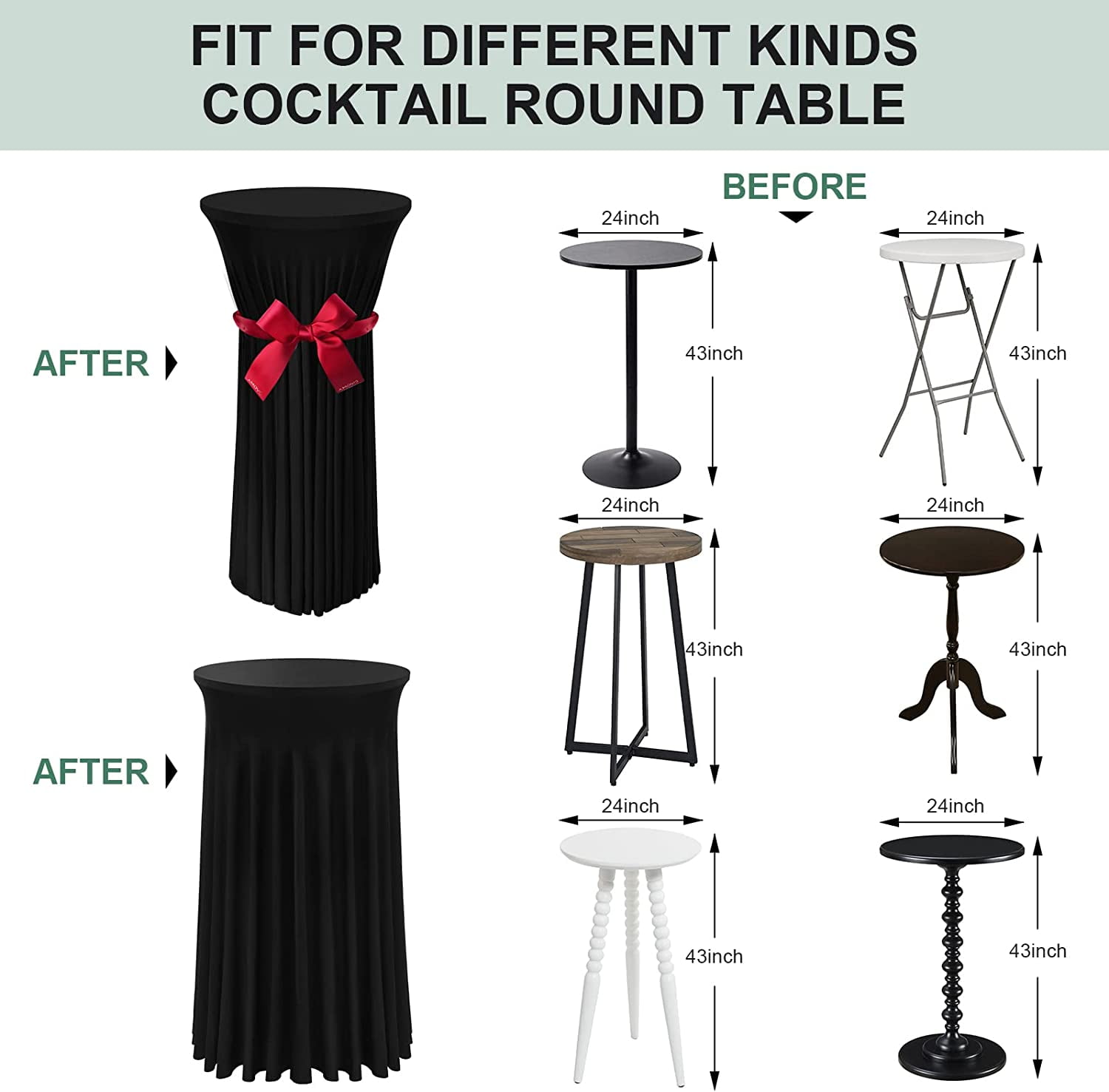 czqnlg Cocktail Table - 3 Pack 32"x 43" Black Cocktail Table Tablecloth ...