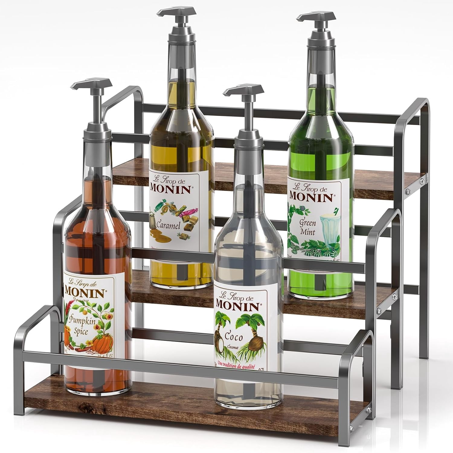 czqnlg Coffee Syrup Organizer 3-Tier 12 Bottles Capacity Syrup Rack for ...