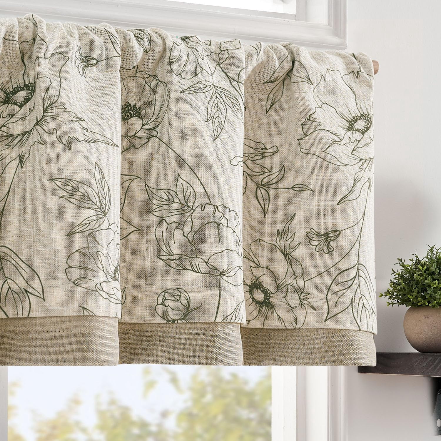 czqnlg Floral Curtain Valance for Windows 16 Inch DXQPIOA Valance for ...
