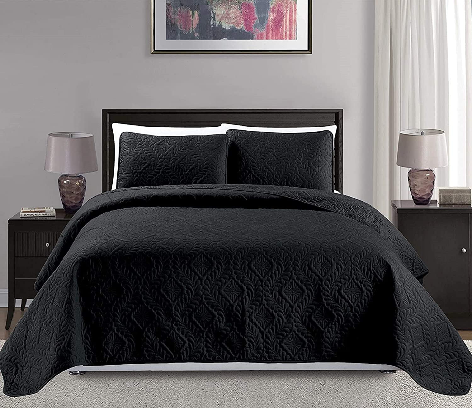dxynlzq Mk Collection 3pc Full/Queen Over Size Diamond Bedspread Bed ...