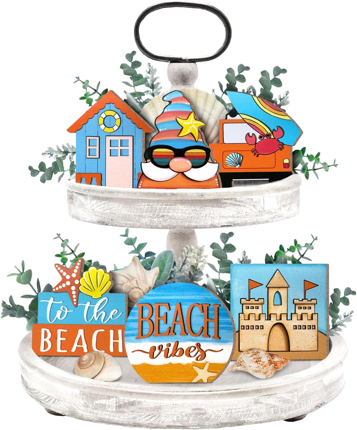 czqnlg Summer Tiered Tray Decor Farmhouse Tray Decorations Hello Spring ...