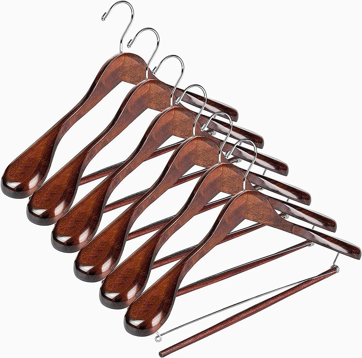 Wooden Hangers Suit for Men 6 Pack Jacket Non Slip Pant bar Wide ...