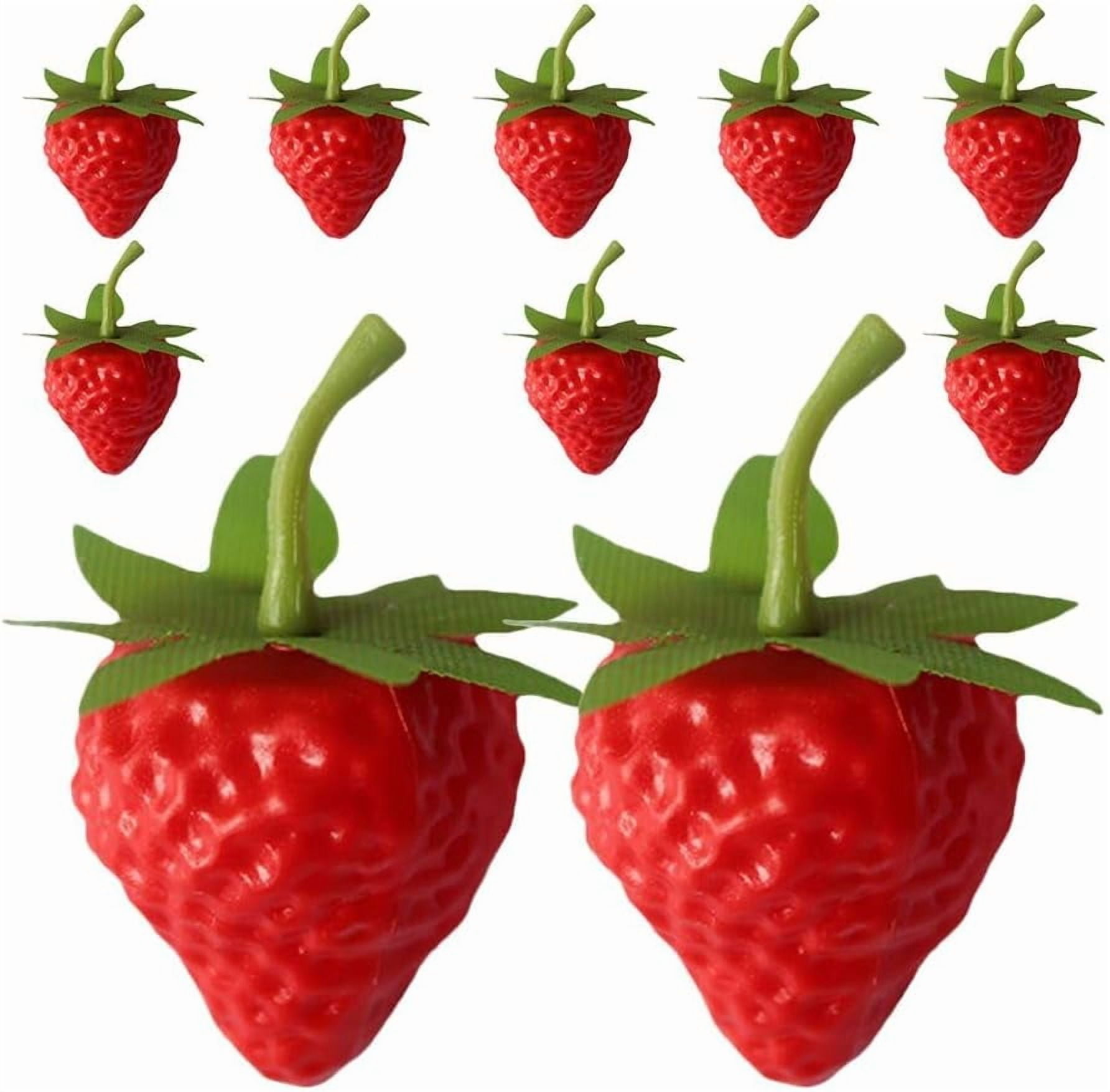 Hltser 10 Pcs Red Artificial Strawberries Decoration Plastic Fake ...