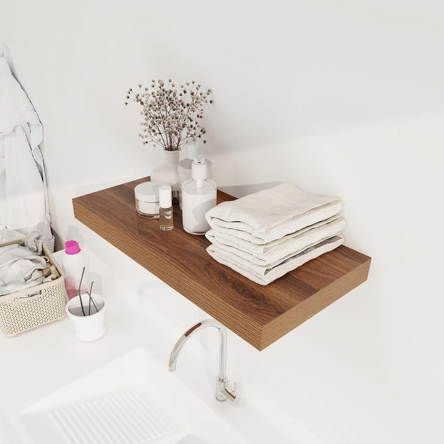 czyyul 12 Inch Floating Shelf Rustic Wood Wall Shelves for Wall Decor ...