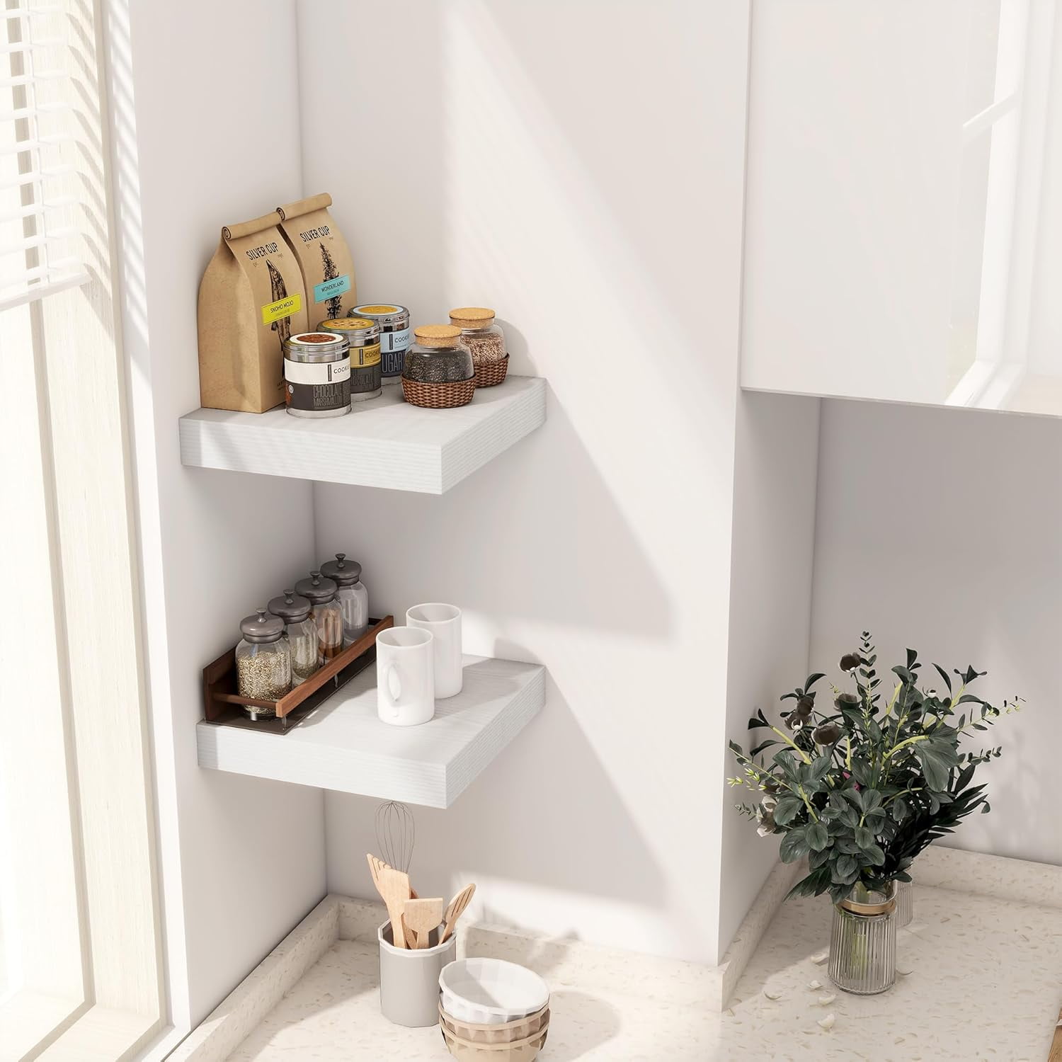 czyyul 12 Inch Floating Shelf Rustic Wood Wall Shelves for Wall Decor ...