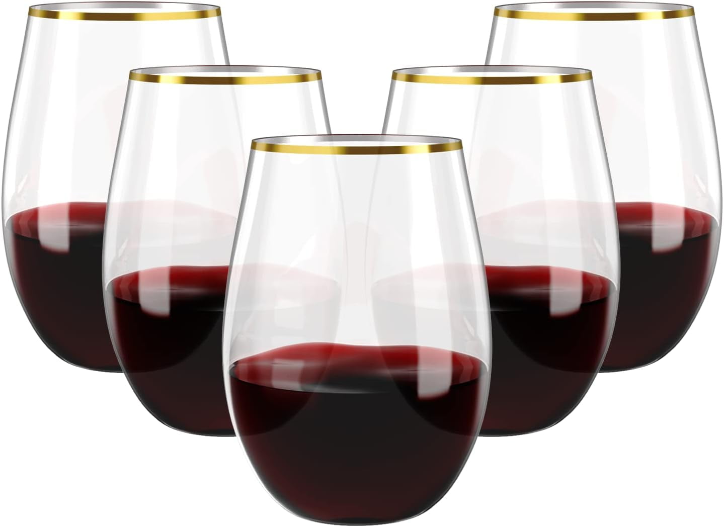 czyyul 20 Pack 16 Oz | Stemless Wine Cups Heavy Duty Clear Plastic ...