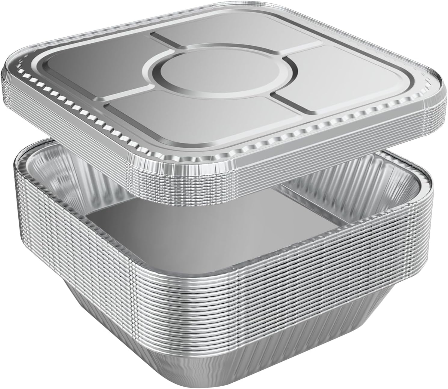 czyyul 20 Pack Foil Pans with Lids 8 X 8 Inch Disposable Aluminum Tin ...