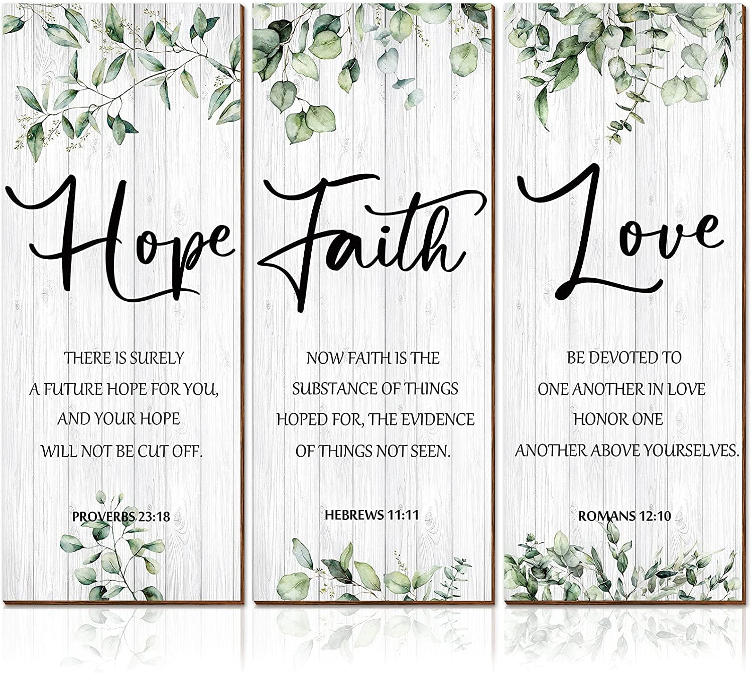 czyyul 3 Pieces Faith Hope Love Wall Decor Bible Verse Inspirational ...