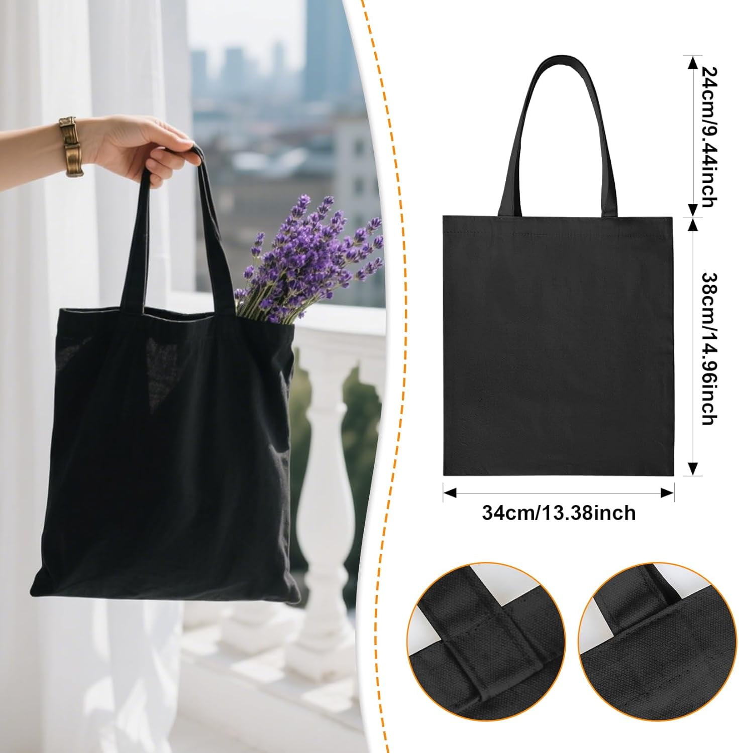 czyyul Canvas Tote Bag - Cotton Canvas Reusable Grocery Shopping Tote ...