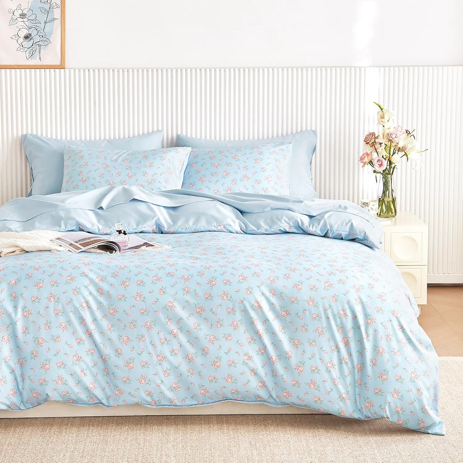 czyyul - Coquette Duvet Cover Set Floral Cottagecore Flower Shabby Chic ...