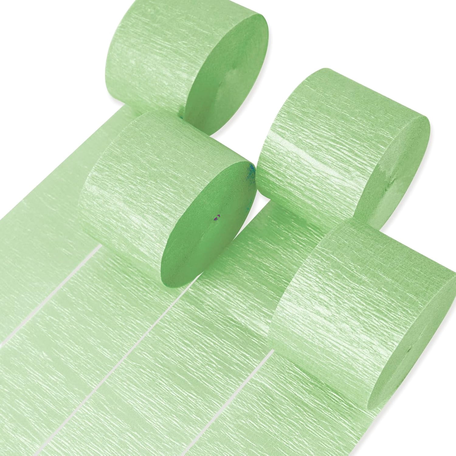 czyyul Crepe Paper Streamers 4 Rolls 328ft Pack of Light Green Crepe ...