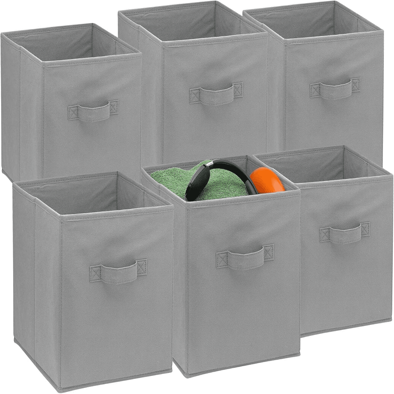 czyyul Foldable Cube Storage Bins - 6 Pack - Decorative Fabric Storage ...