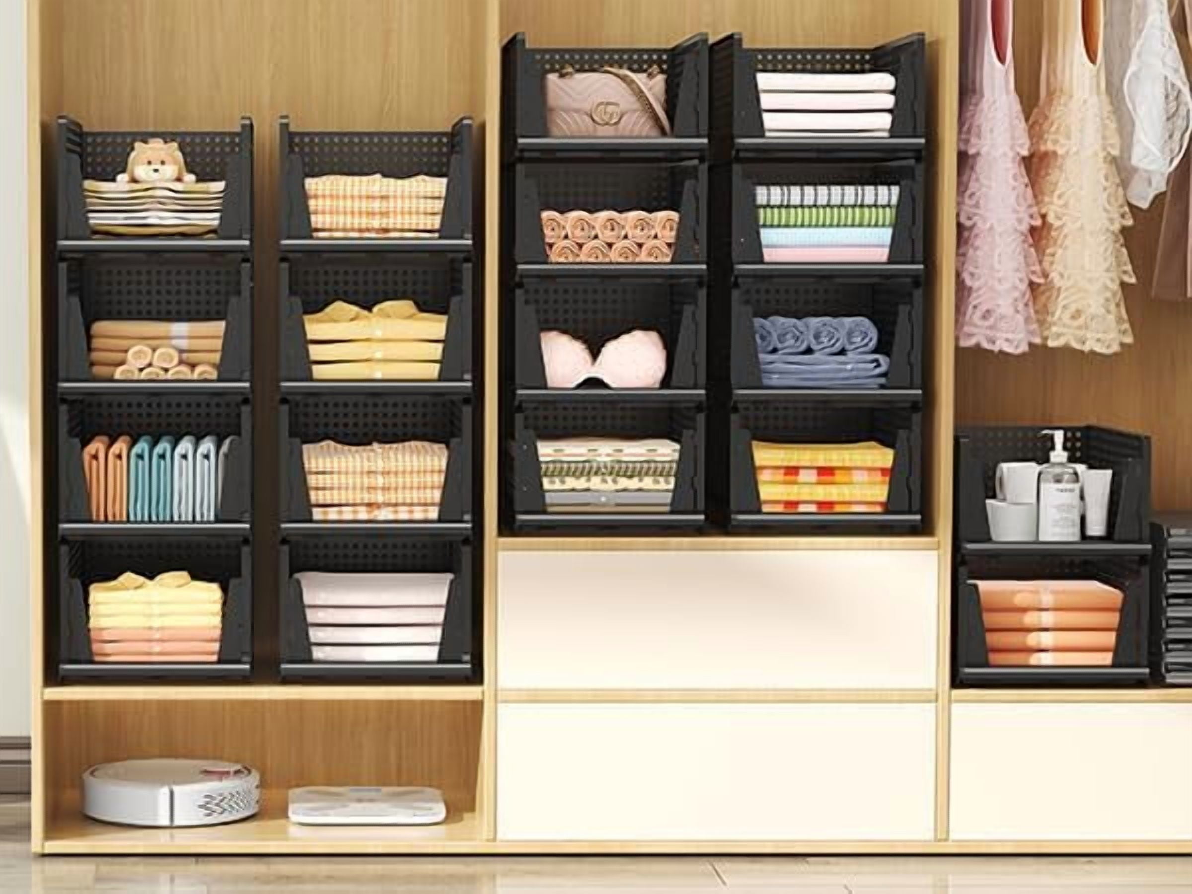 czyyul HCOCM Closet Organizers and Storage 4 Packs Stackable Plastic ...