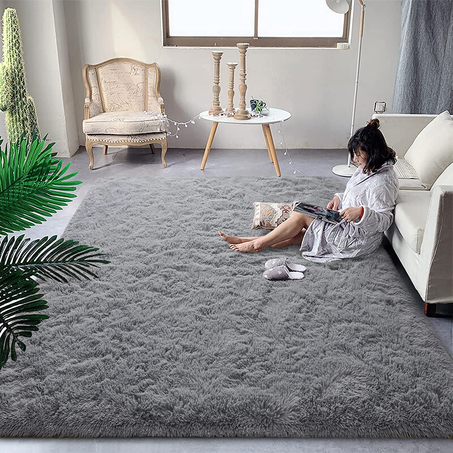 czyyul HIOPTY Fluffy Navy Blue Area for Room Bedroom 3x5 Carpet for ...