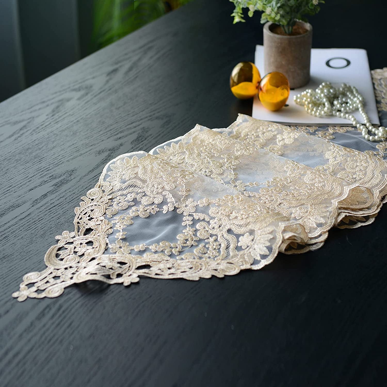 czyyul Lace Patio Table Runner Embroidered Dresser Scarf Classic ...