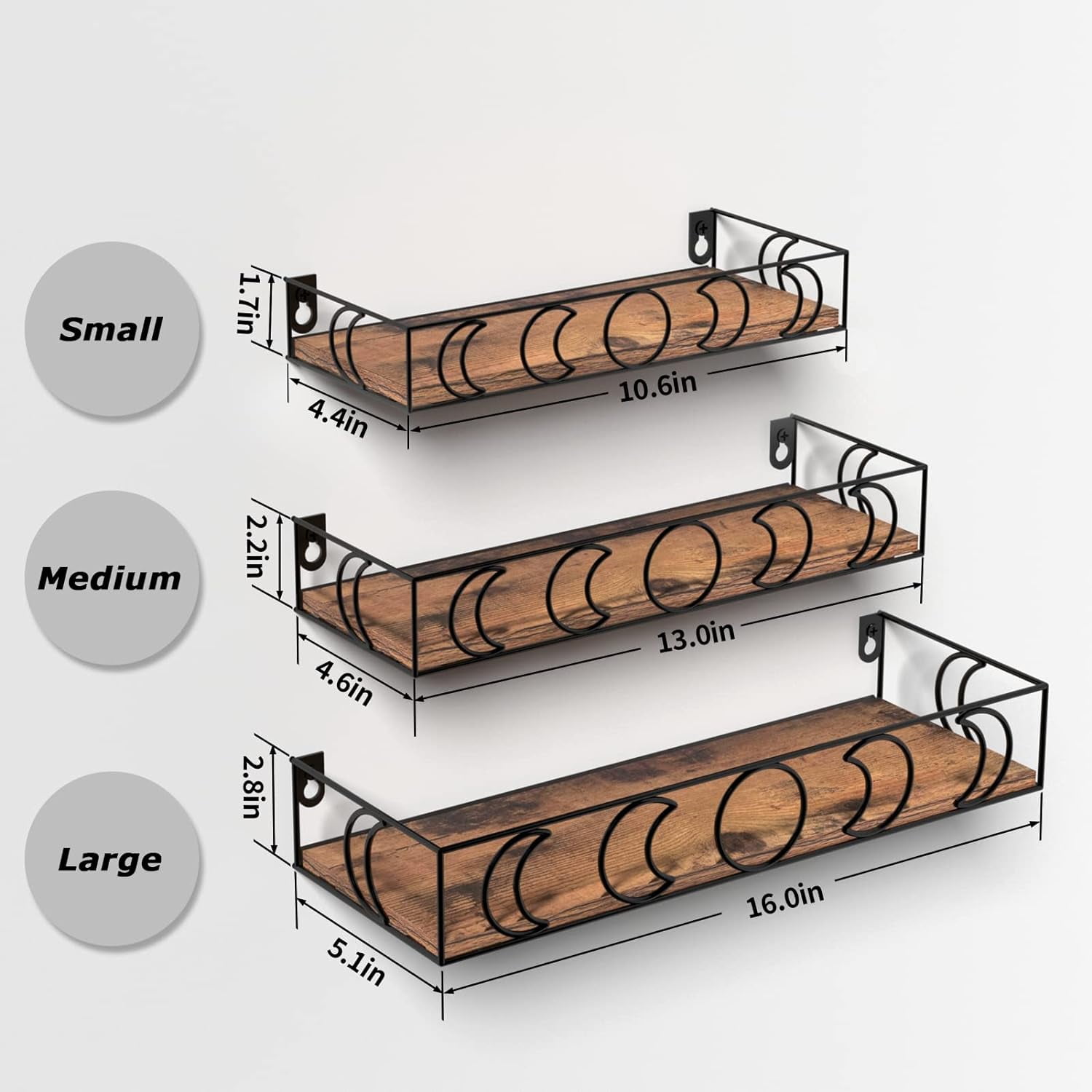 czyyul Moon Phase Floating Shelves Gold Small Decorative Wall Shelves ...
