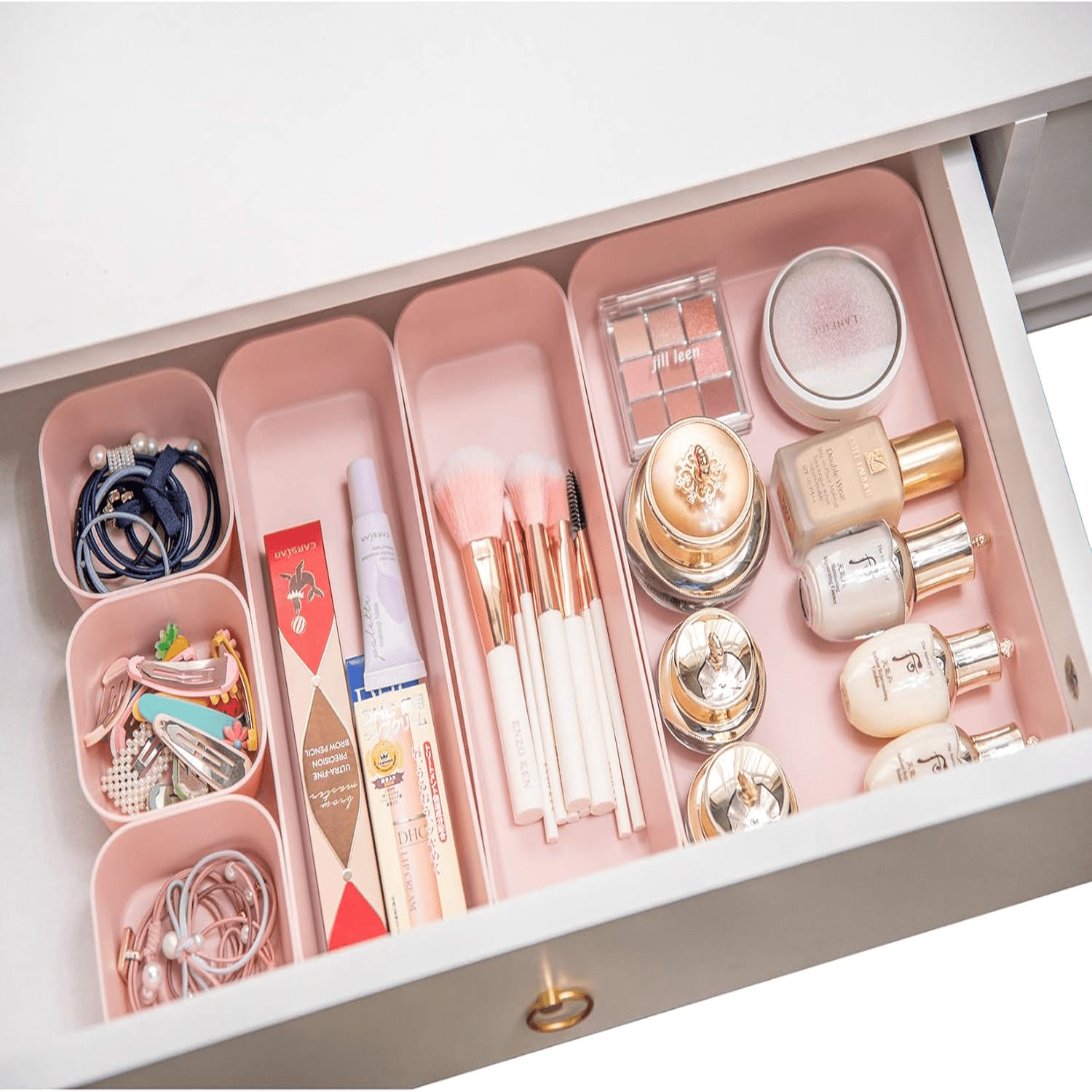 czyyul Set Of 12 Pink Color Plastic Desk Drawer Organizers For Makeup ...