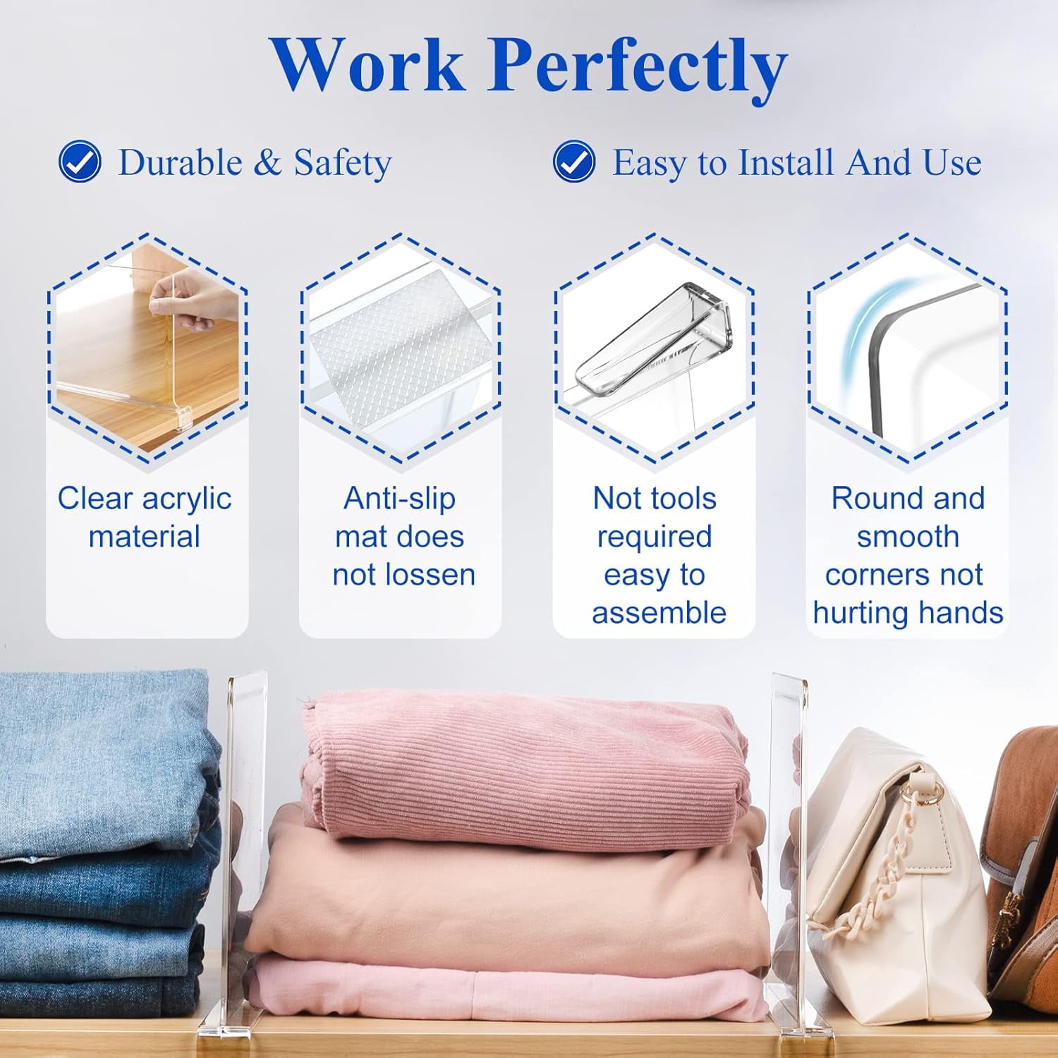 czyyul Shelf Dividers for Closet Organization 6 Pack Acrylic Shelf ...